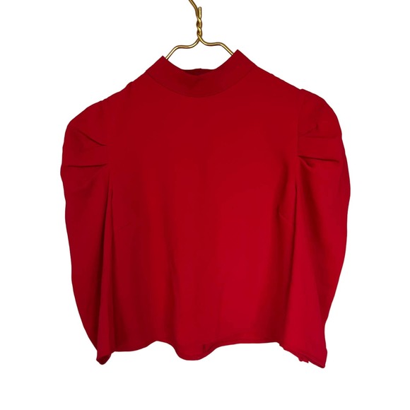 Babaton | Tops | Babaton Aritzia Red Puff Shoulder Cropped 34 Sleeve ...